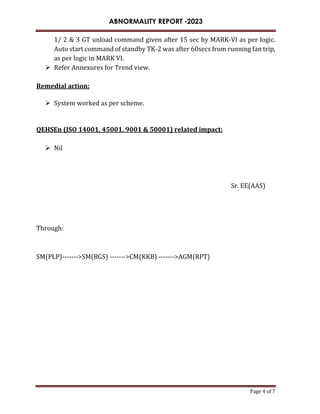 Abormality Report_TG Tripped | PDF