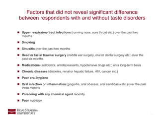 TASTE DISORDERS AFTER TONSILLECTOMY | PPT