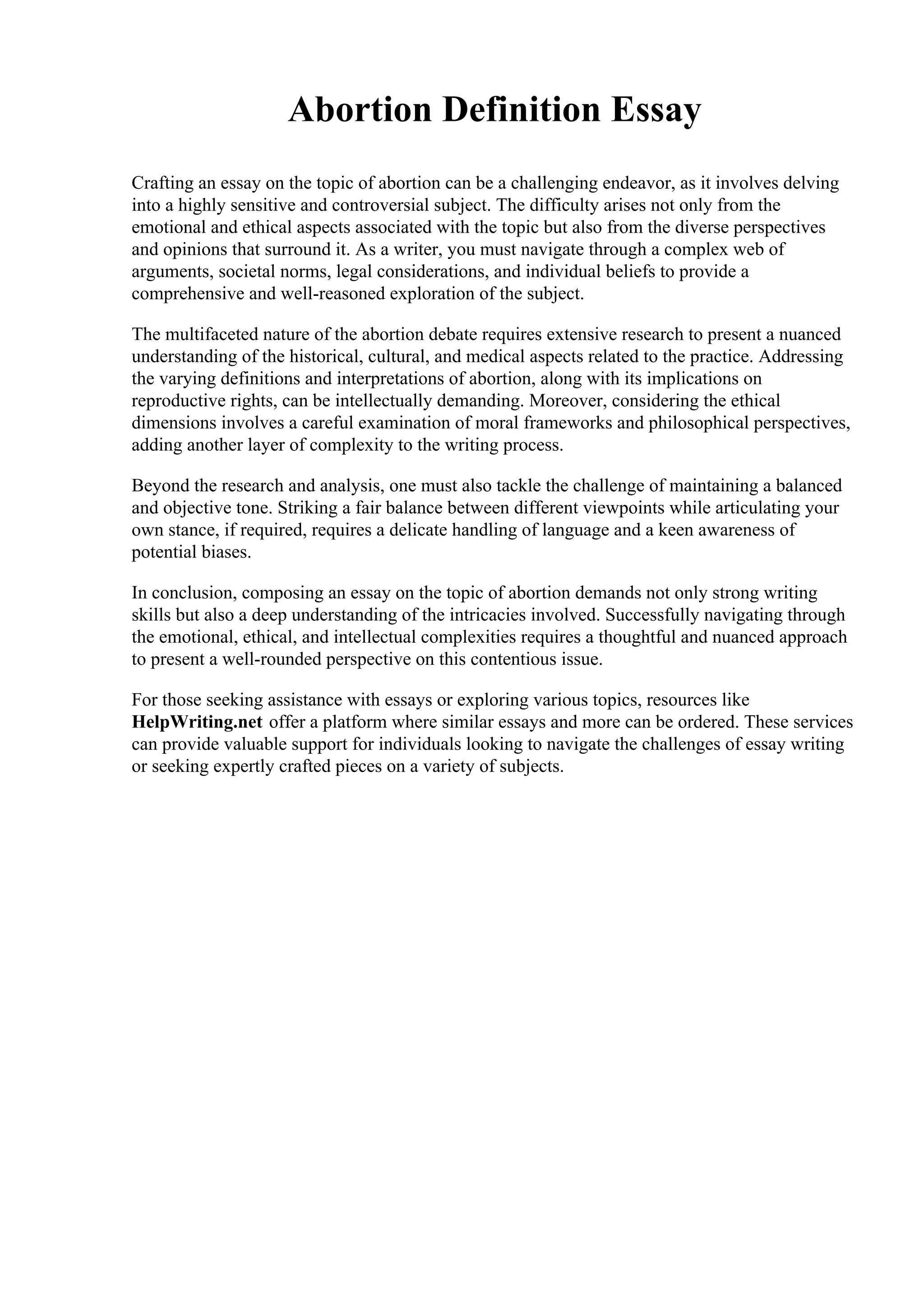 Abortion Definition Essay | PDF