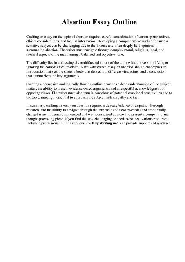 Abortion Essay Outline. Maranatha Baptist University | PDF