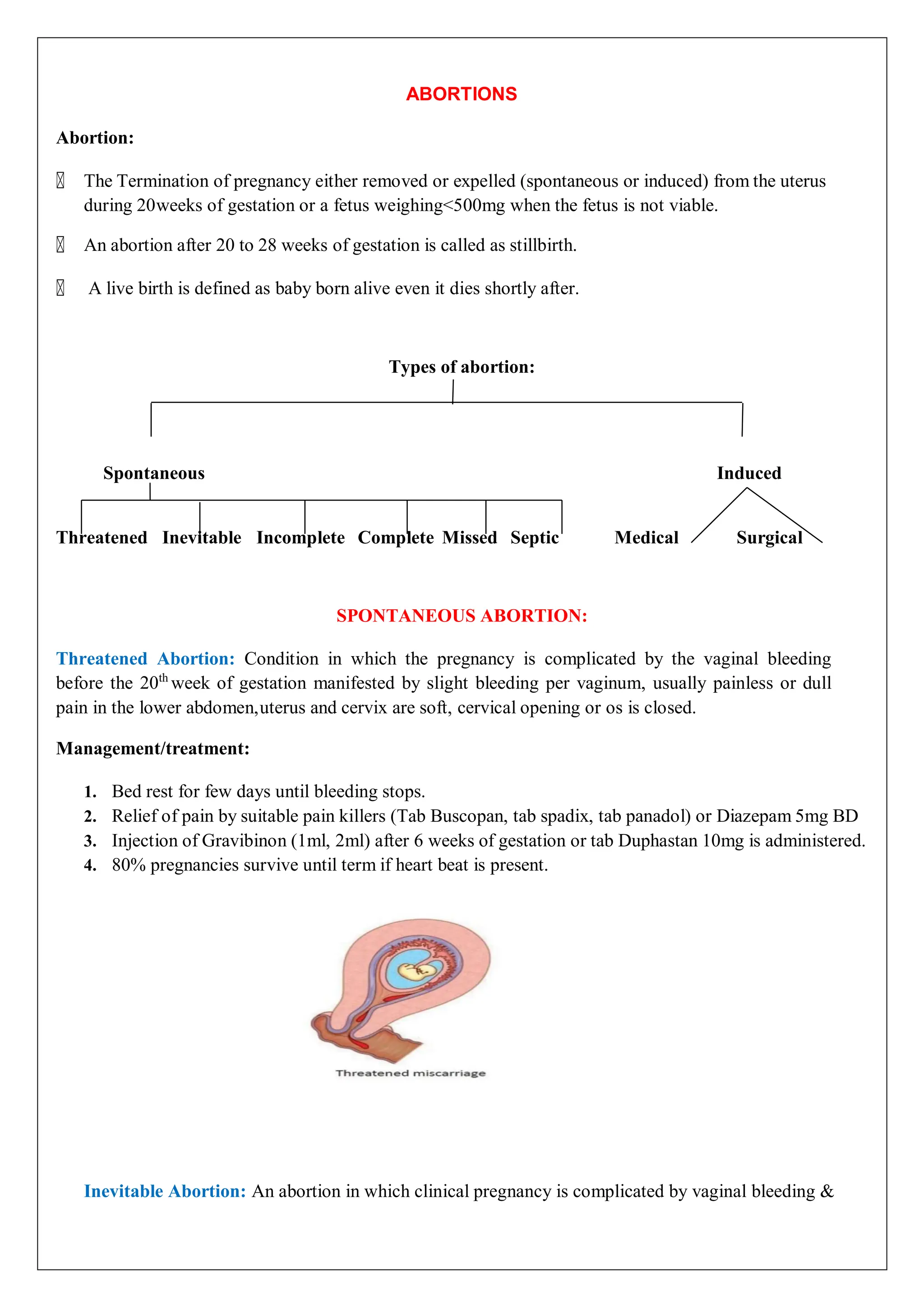 What is Abortions , it's types and management | PDF