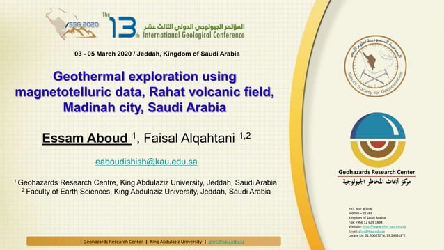 Geothermal exploration using magnetotelluric data at Rahat volcanic ...