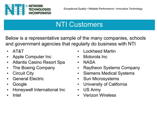 About Network Technologies Inc | PPT