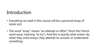 About Personal Essay Writing | PPTX
