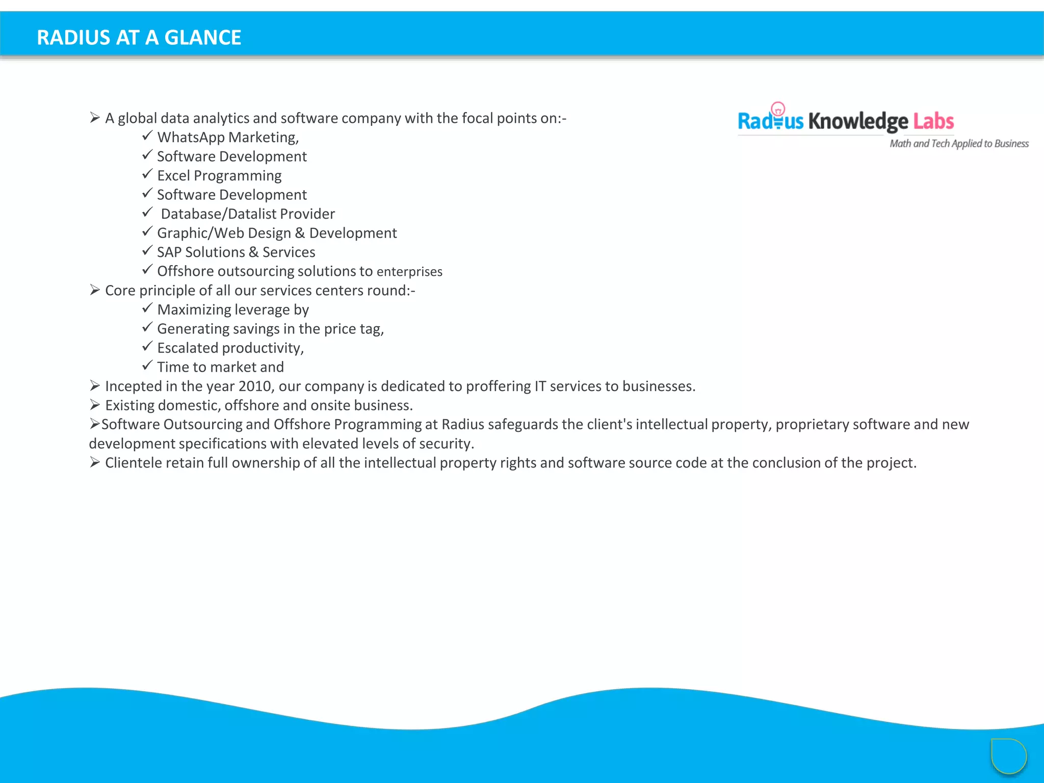 About : Radius knowledge Labs | PPTX | Computing | Technology & Computing