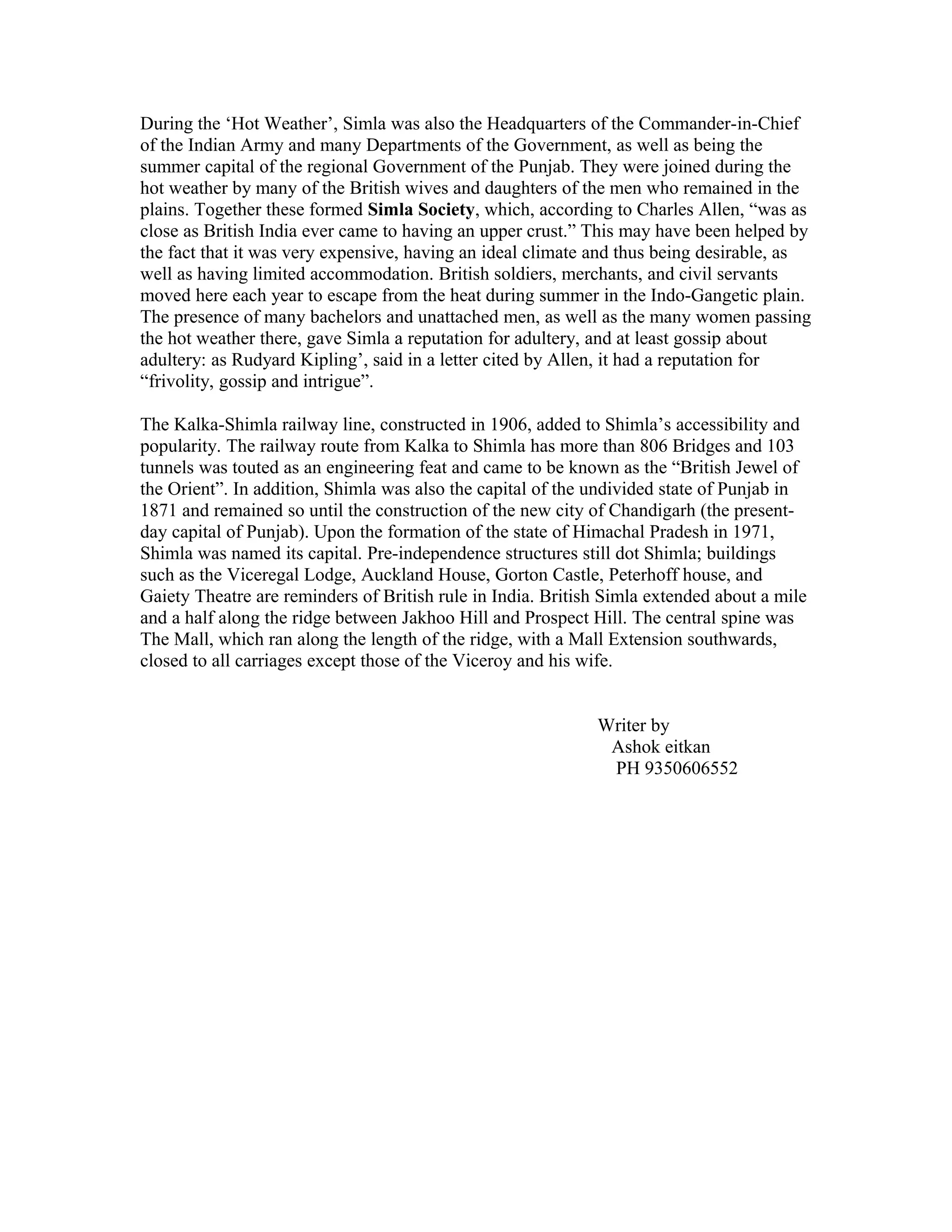 About The Simla | DOC