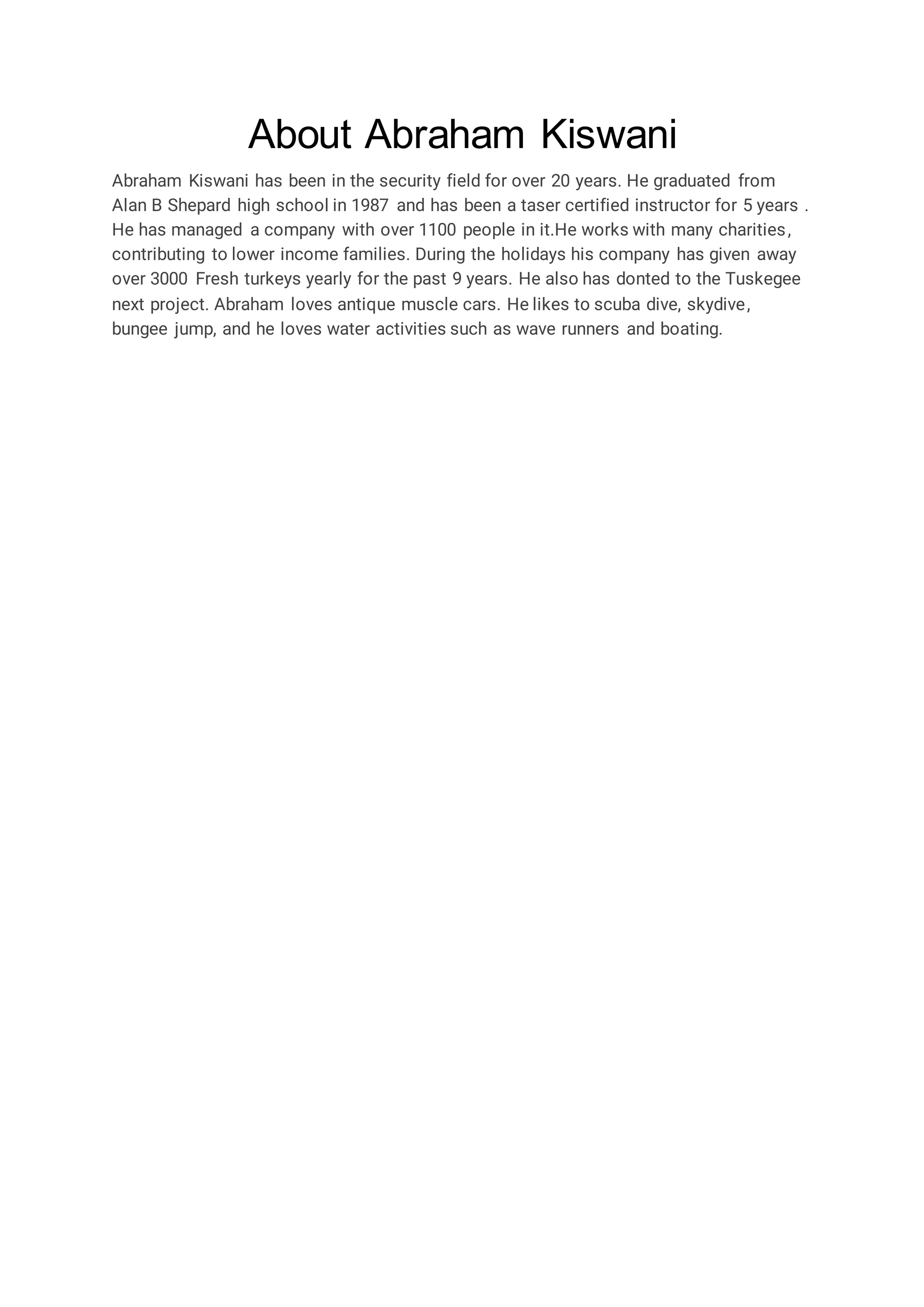 About Abraham Kiswani | DOCX | Sports