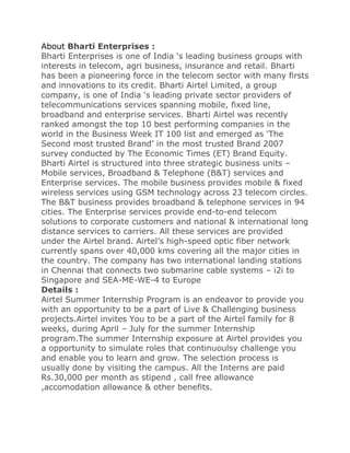 About bharti enterprises | DOCX