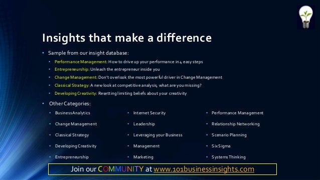 101 Business Insights - Helping you realize your full potential