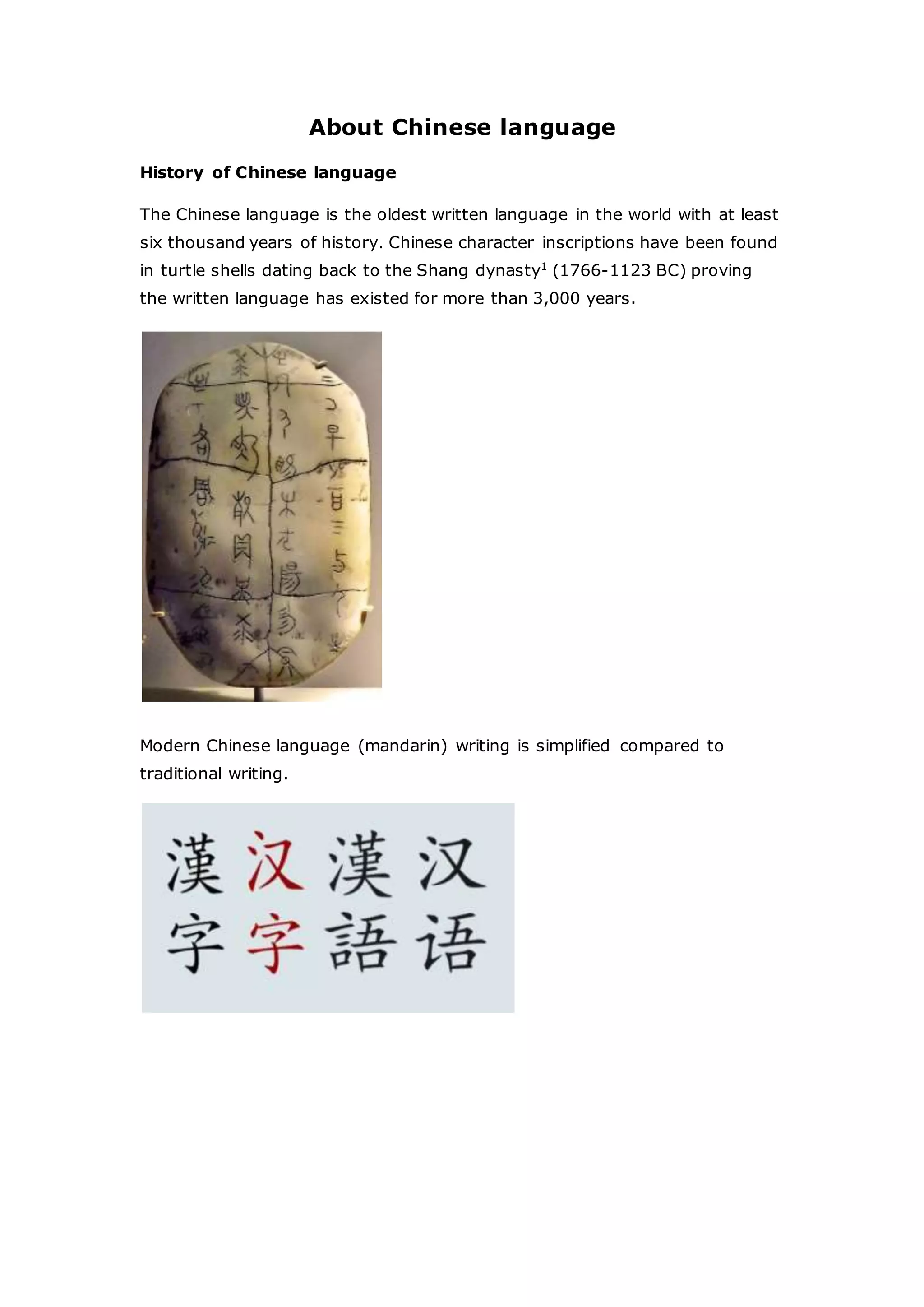 About chinese language | DOCX