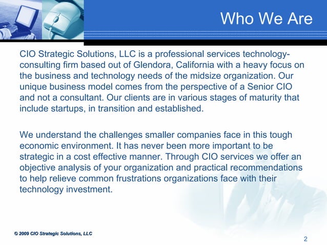 About Cio Strategic Solutions Llc | PPT