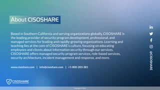 CISOSHARE's approach to designing effective cyber security programs | PPT