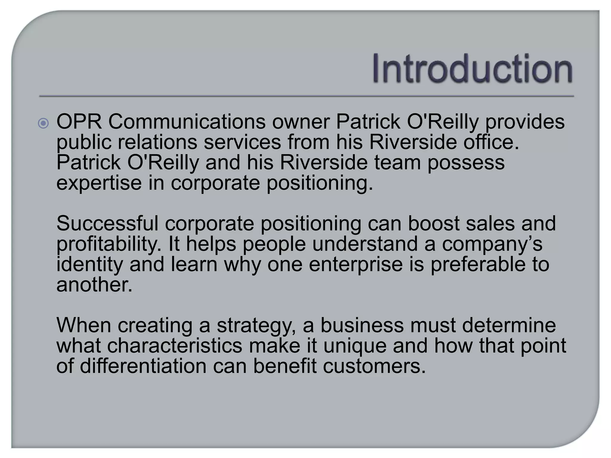 About Corporate Positioning and Strategy | PPT