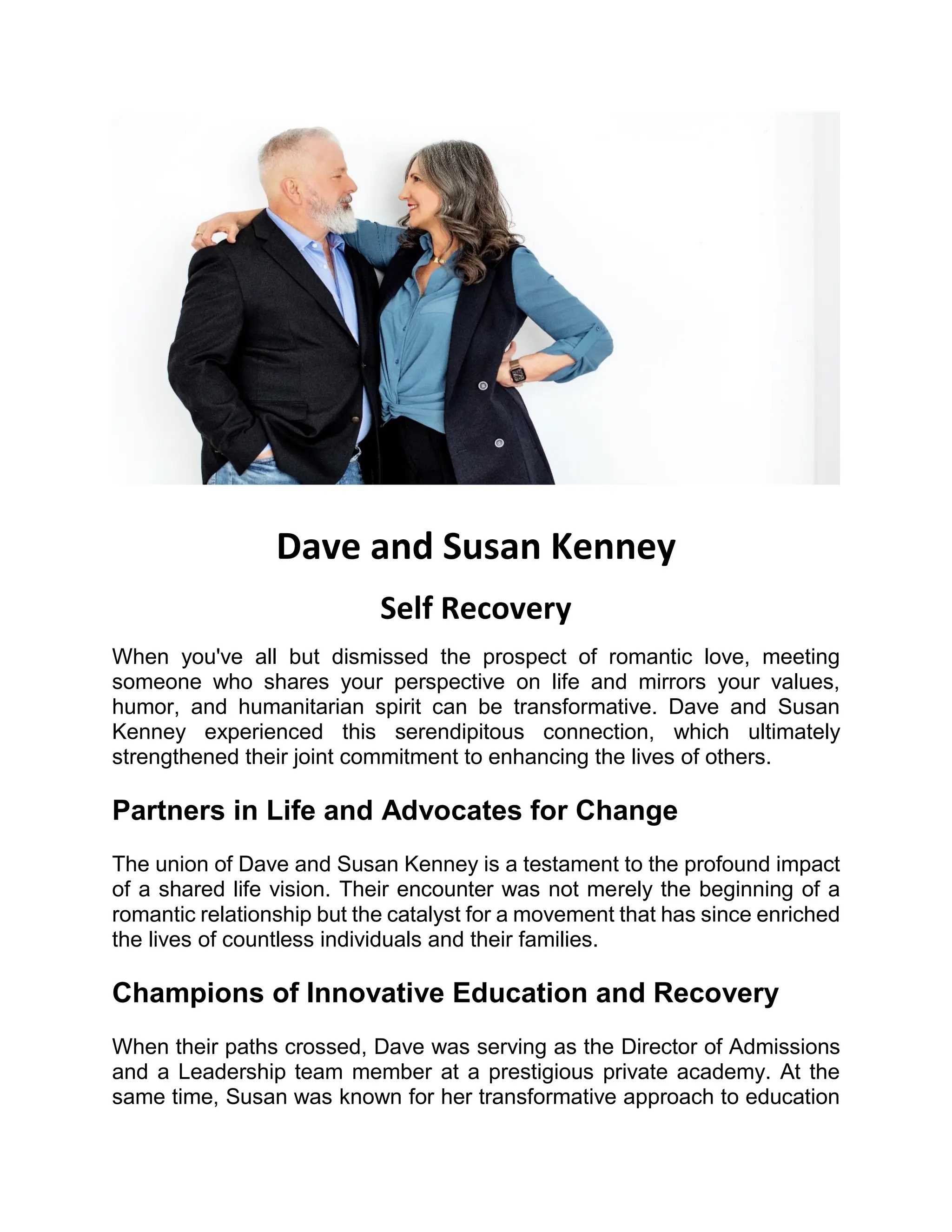 Biography and history of Dave and Susan Kenney | PDF