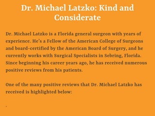 About Dr Michael Latzko | PPT