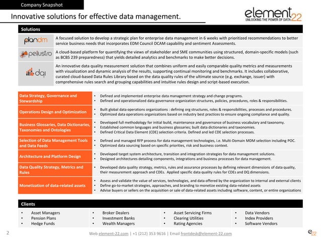 About Element22 - Unlocking The Power Of Data | PPTX | Databases | Computer Software and ...