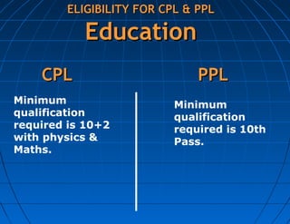 ABOUT ELIGIBILITY FOR CPL & PPL COURSES | PPT