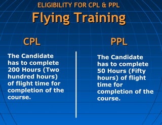 ABOUT ELIGIBILITY FOR CPL & PPL COURSES | PPT