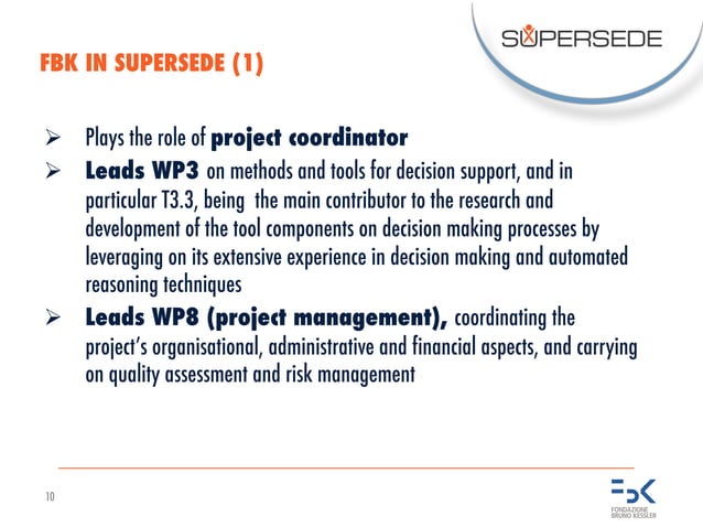 FBK´s role in the SUPERSEDE project | PPT
