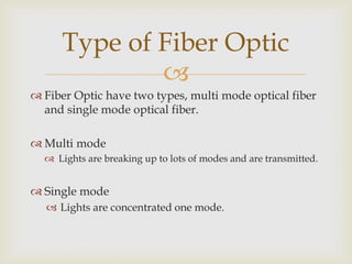 About fiber optic | PPT | Free Download
