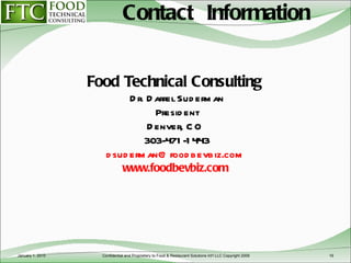 About Food Technical Consulting | PPT