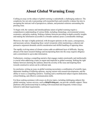 About Global Warming Essay. Patrick Henry Community College | PDF