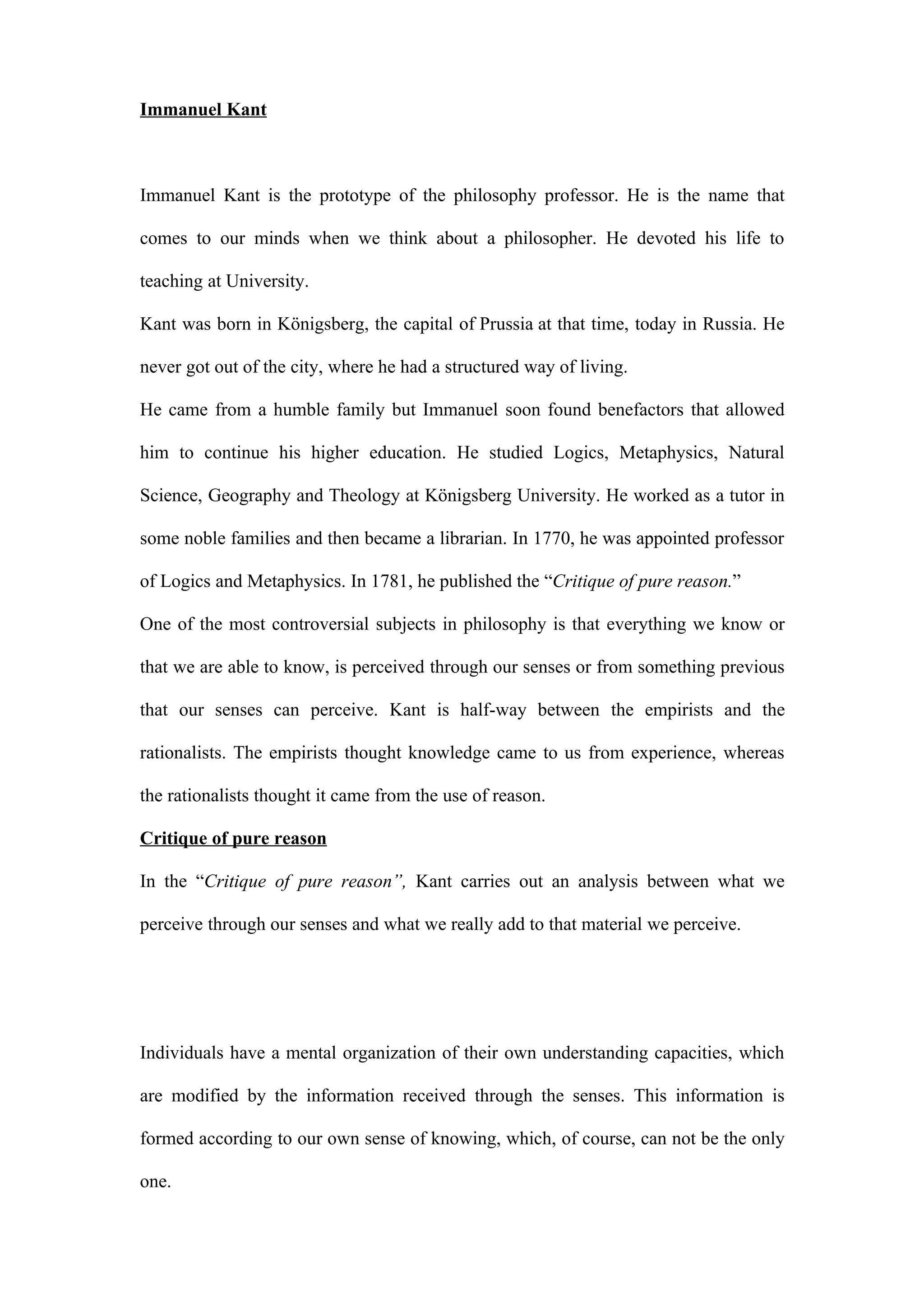 About immanuel kant | DOC