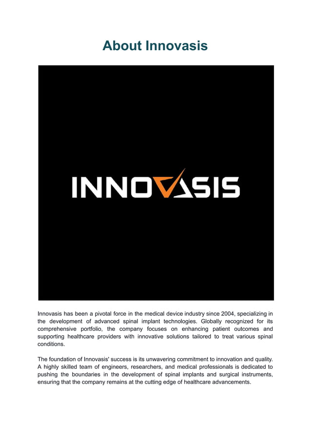About Innovasis | PDF | Bone and Joint Conditions | Diseases and Conditions