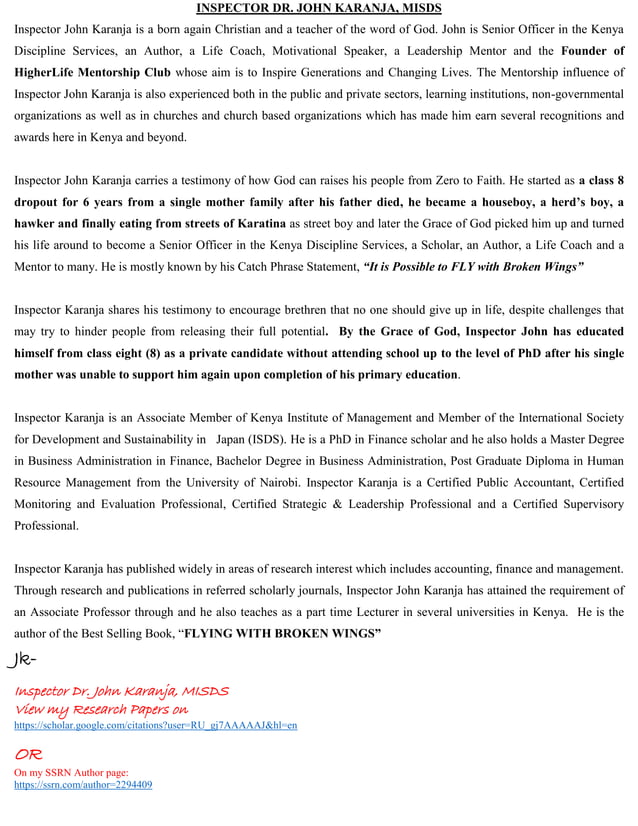 About inspector john karanja;;;; | PDF