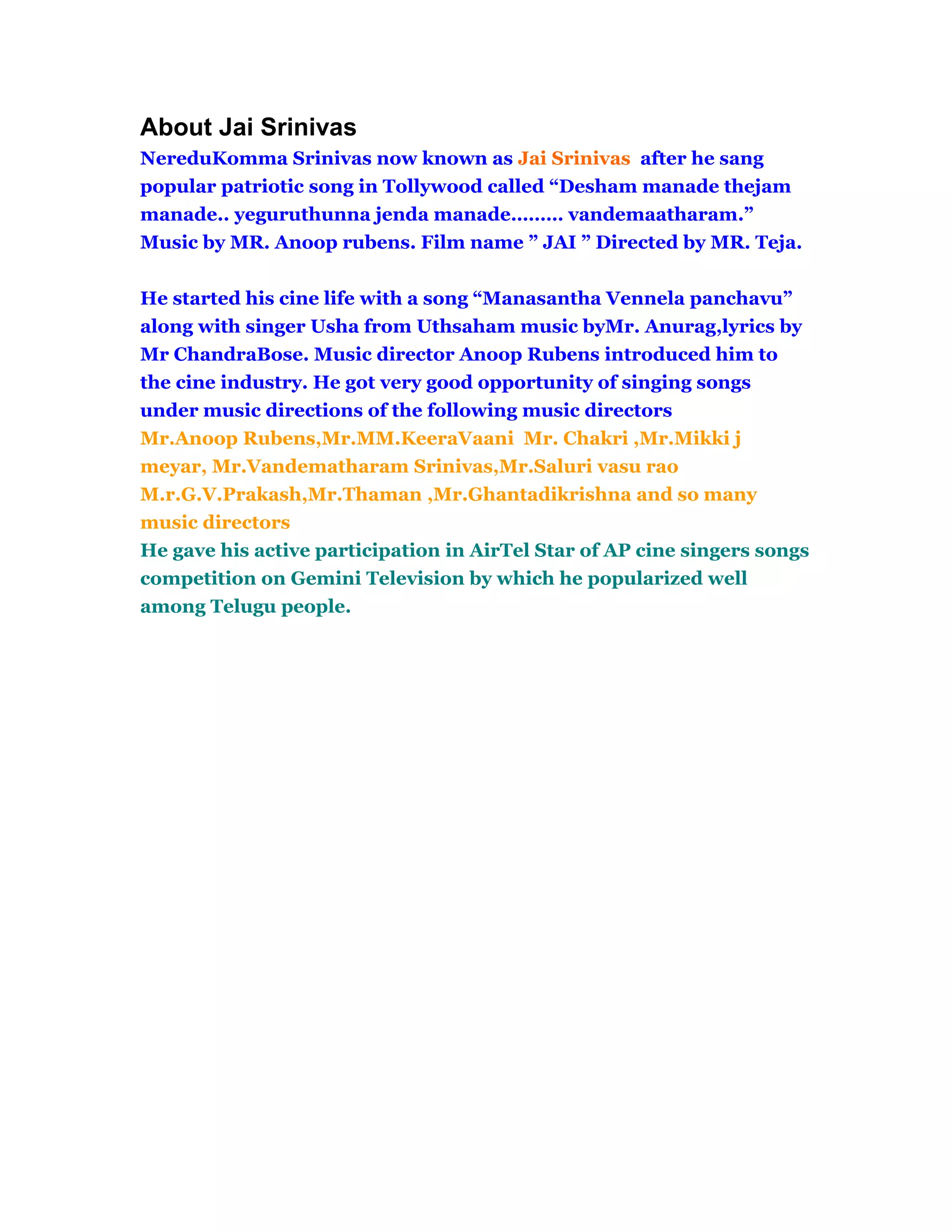 About jai srinivas | PDF