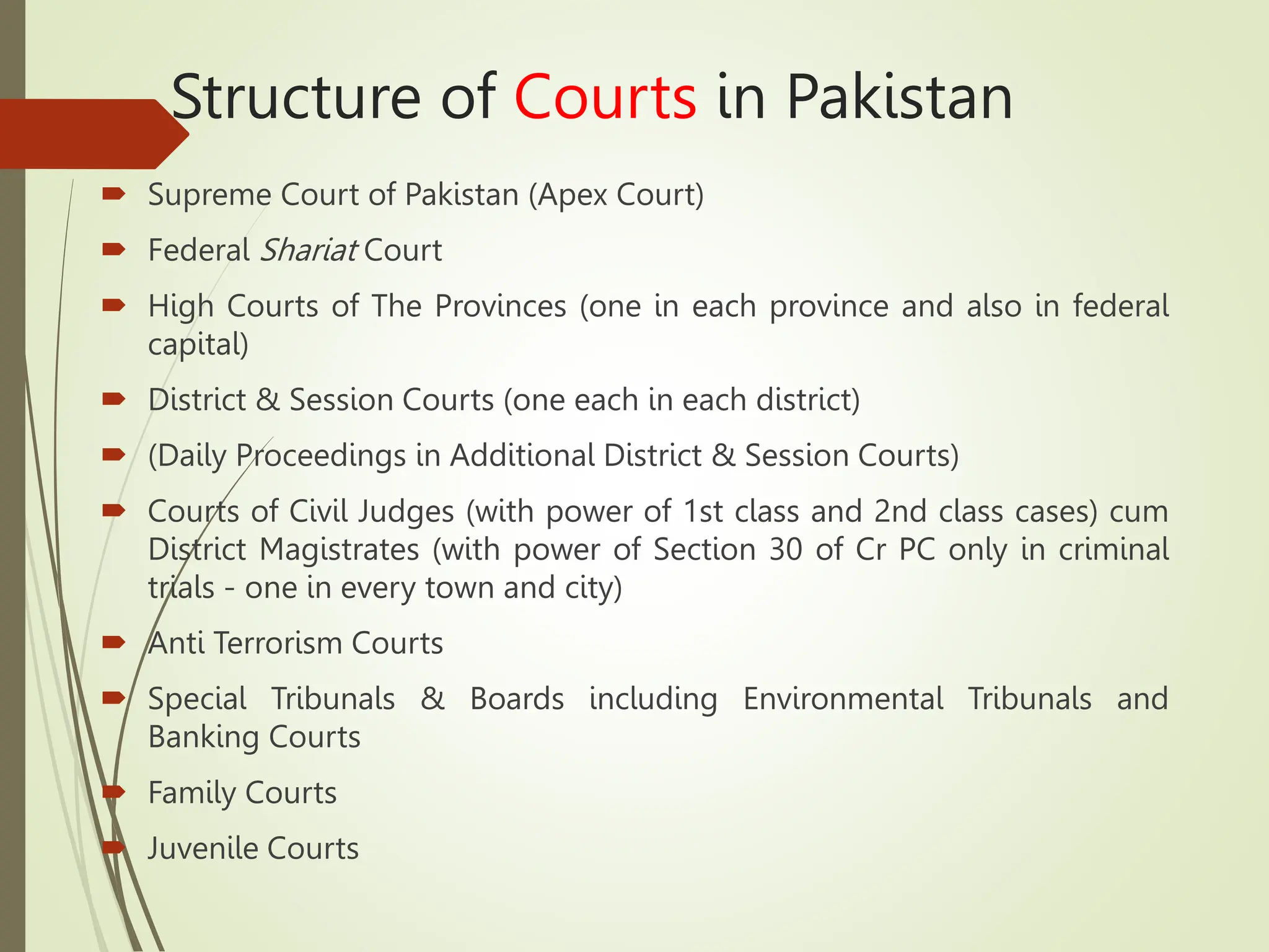 about working of judiciary system in pakistan | PPTX