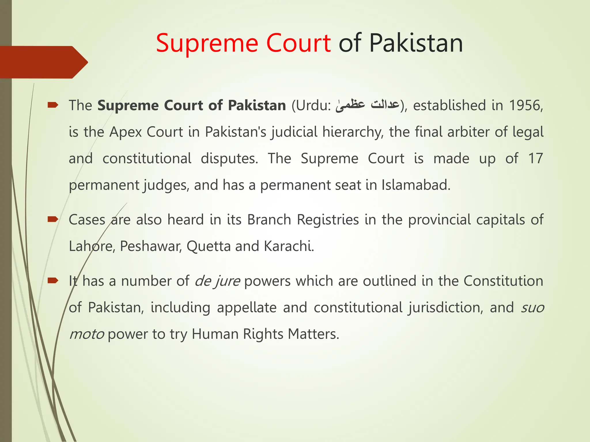 about working of judiciary system in pakistan | PPTX