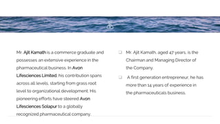 About manoj jain avon lifesciences | PPTX