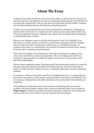 About Me Essay Pdf