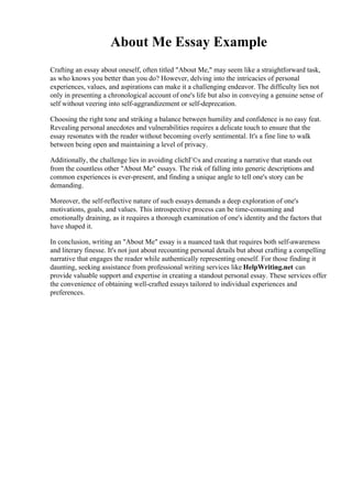 About Me Essay Example. Ashland Community and Technical College | PDF