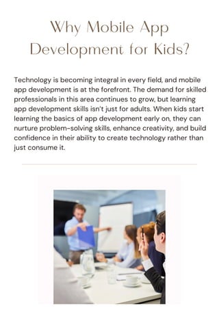 About Mobile App Development Course for Kids | PDF