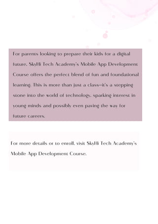 About Mobile App Development Course for Kids | PDF