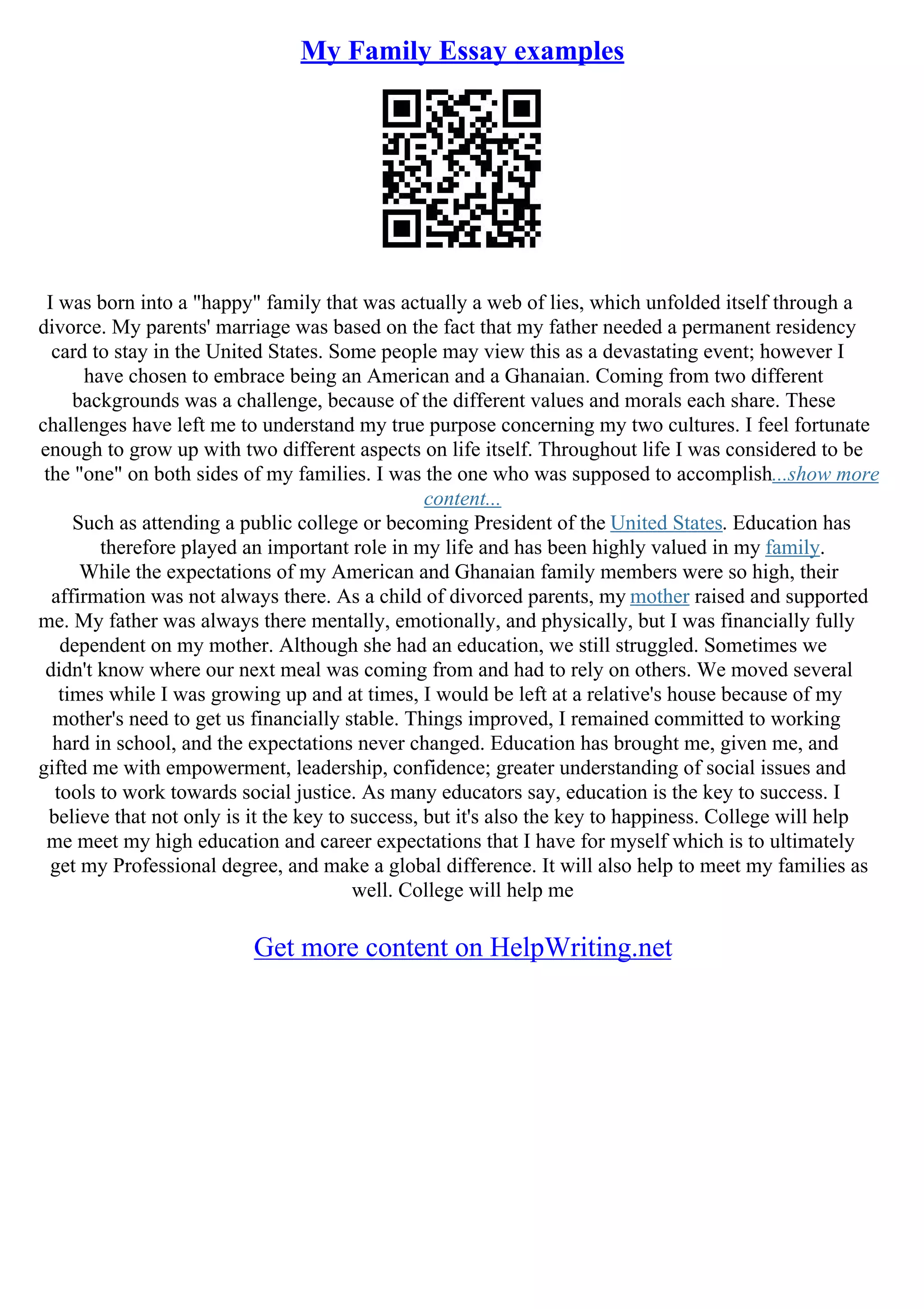 About My Family Essay | PDF