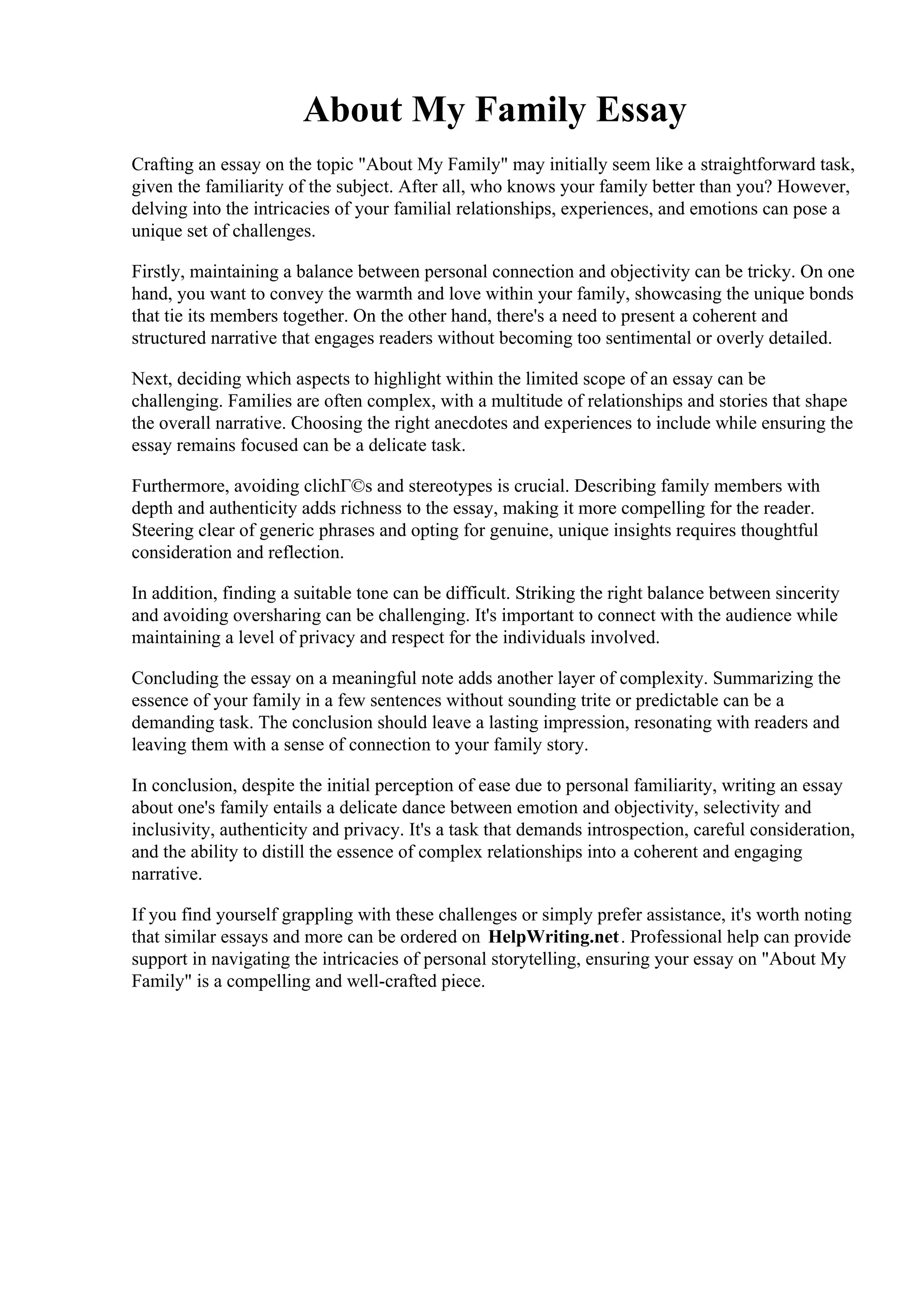 About My Family Essay | PDF