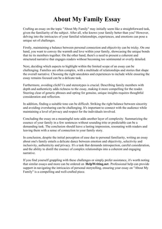 About My Family Essay | PDF | Hospitality Industry | Industries