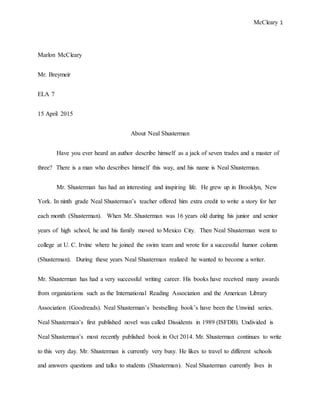 About neal shusterman | DOCX