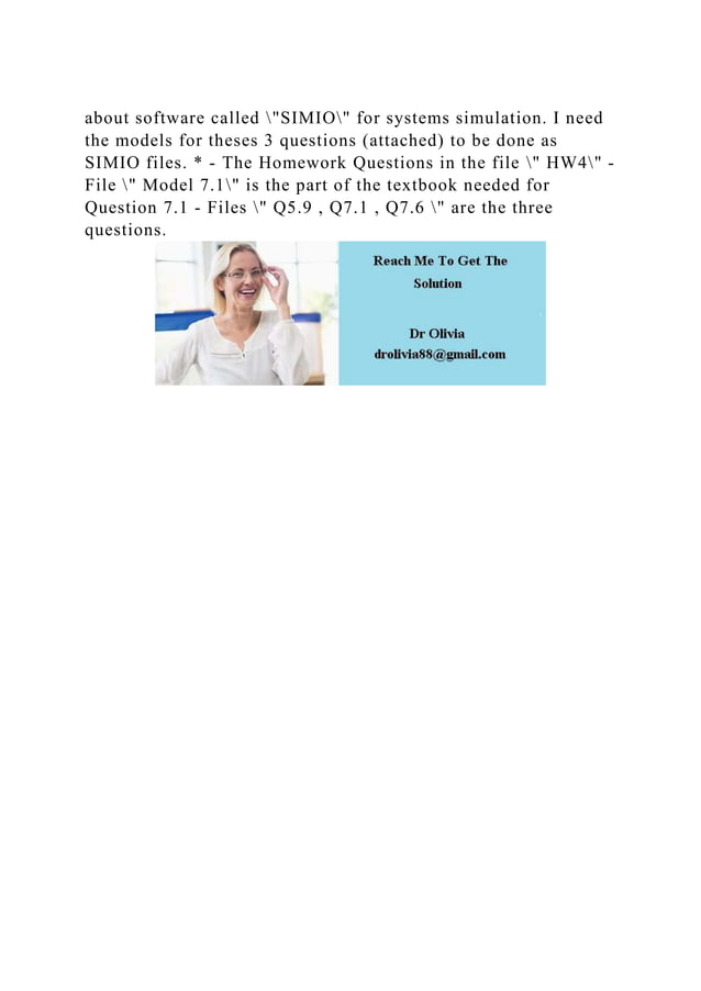 about software called SIMIO for systems simulation. I need the m.docx ...