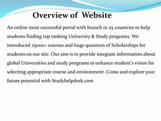 About study help desk website | PPT