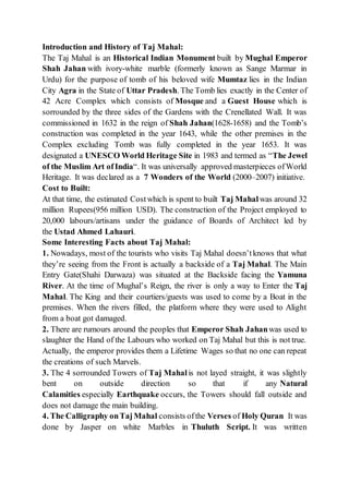 About taj mahal | DOCX