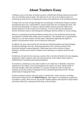 About Teachers Essay | PDF