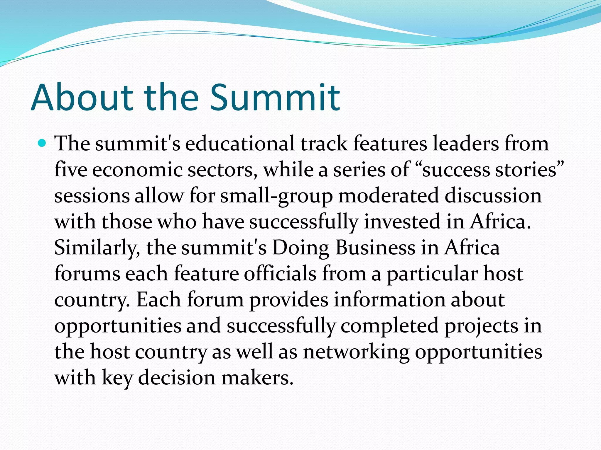About the Canada-Africa Business Summit | PPTX