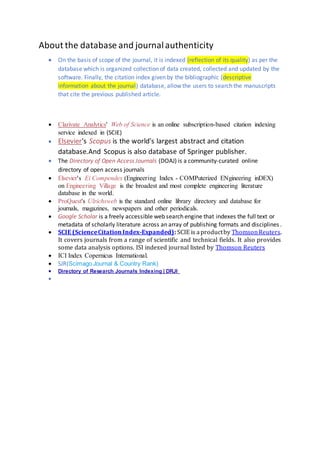 About the database and journal authenticity by dr.ved nath jha | DOCX