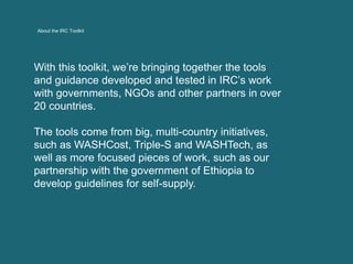 About the irc toolkit | PDF