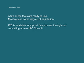 About the irc toolkit | PDF