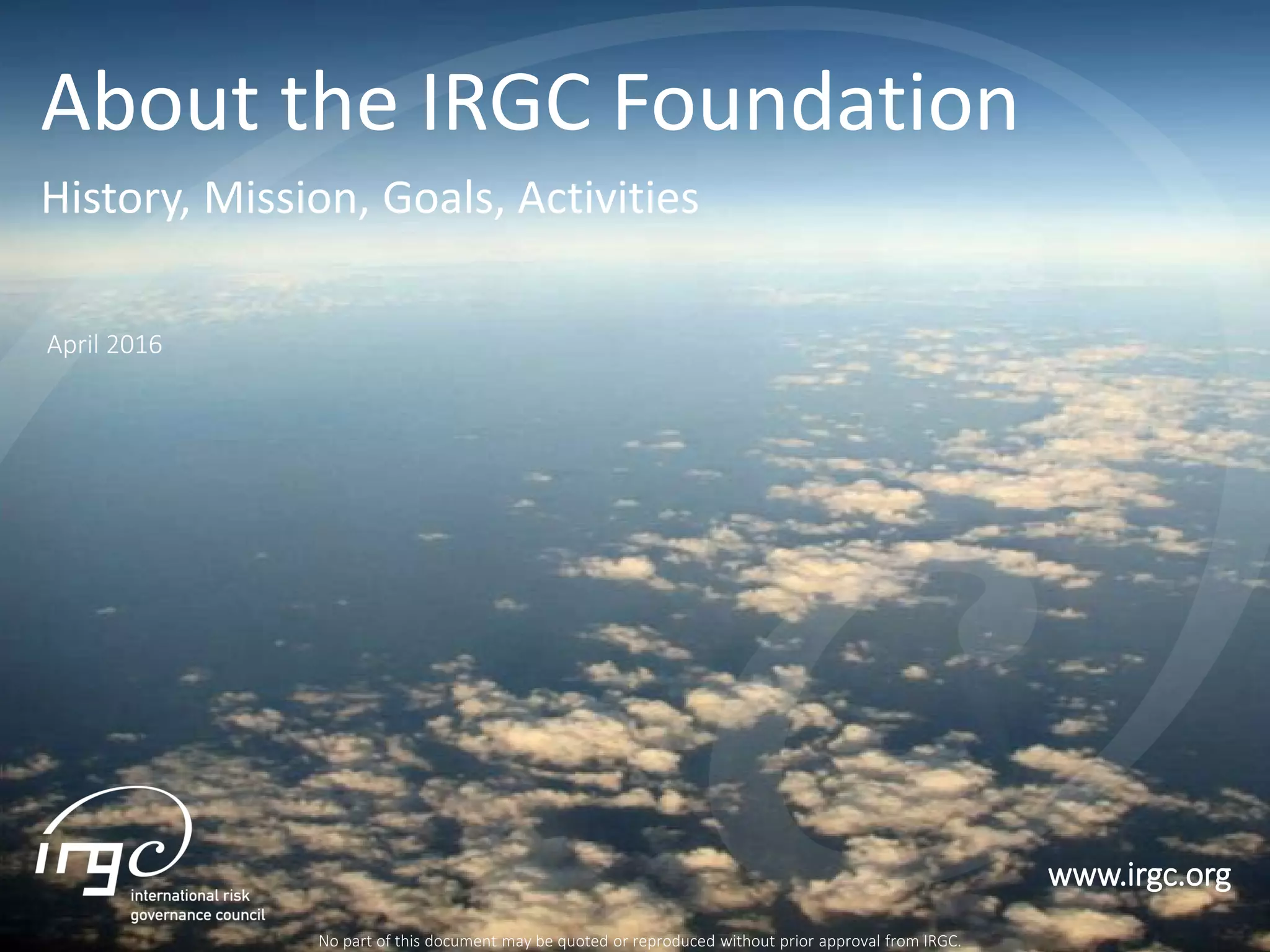 About the IRGC Foundation | PDF